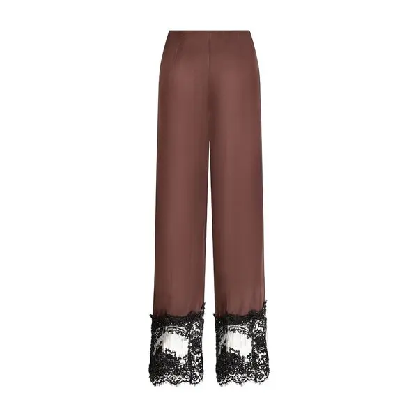 SCARLETT GASQUE Julia Silk Lace Trim Pant - Brown