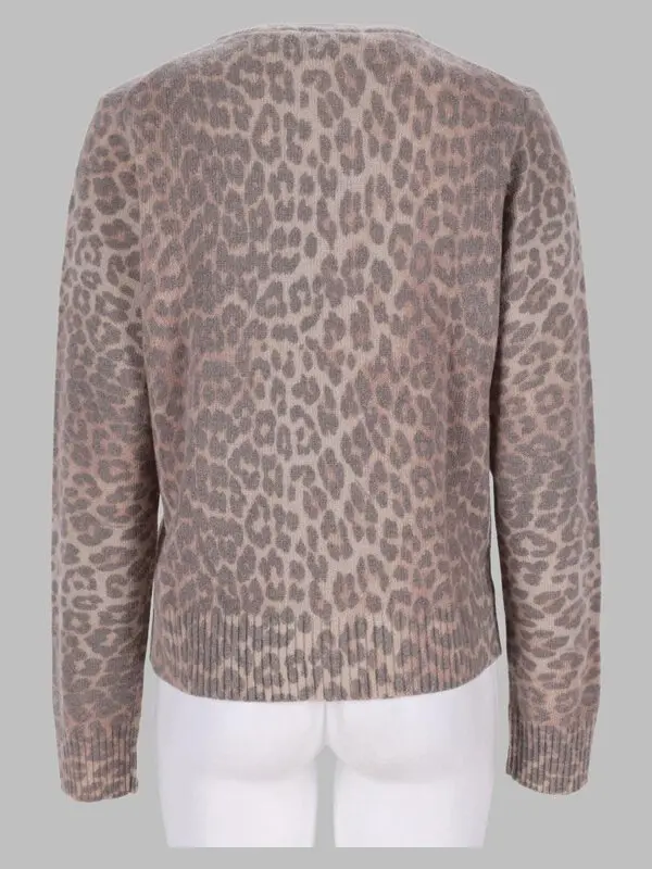 GANNI Animal Print Pullover Sweater - Cream