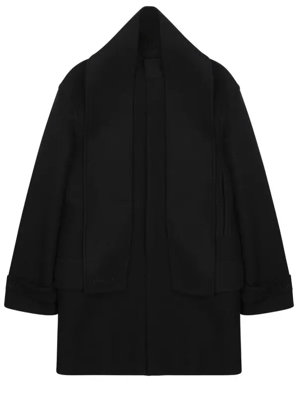 Dior Wool And Cashmere Coat With Scarf - Black