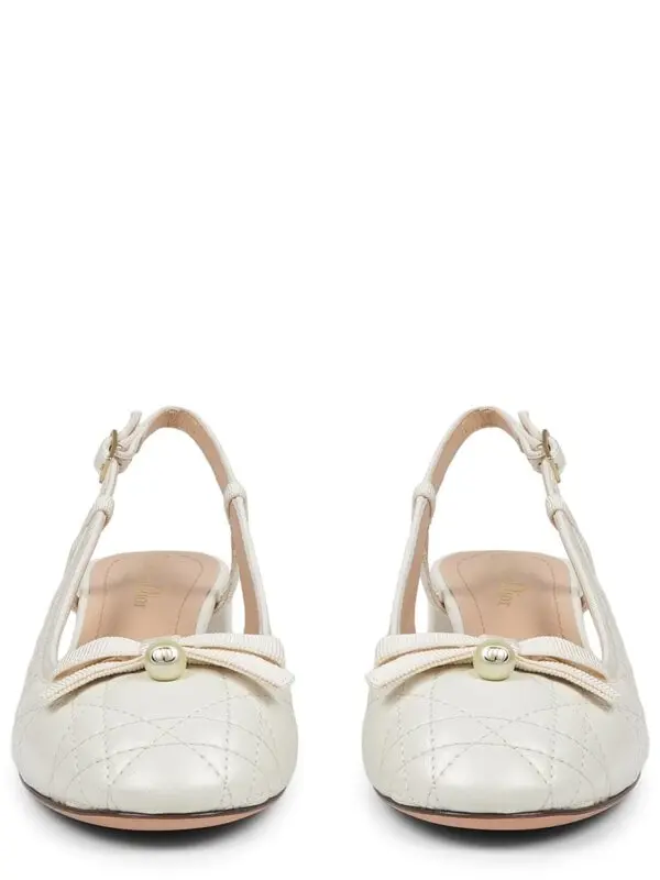 Dior Leather Slingback Ballerina Pumps - White