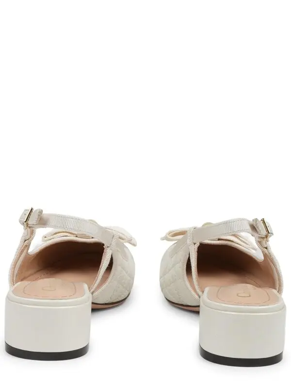Dior Leather Slingback Ballerina Pumps - White