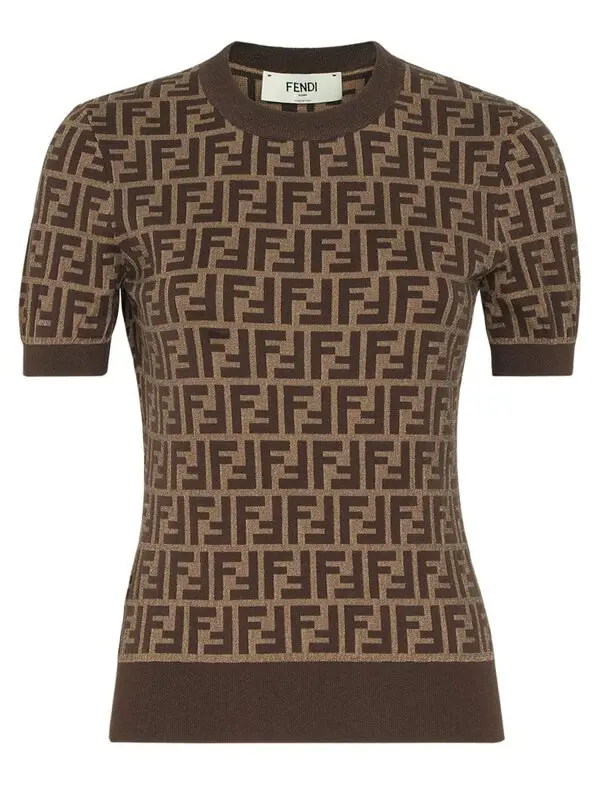 Fendi Cotton Jersey Knit Top - Brown