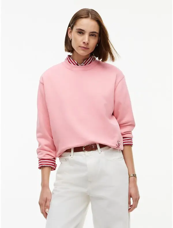 Tommy Hilfiger Script Monogram Crewneck Sweatshirt - Carnation Pink