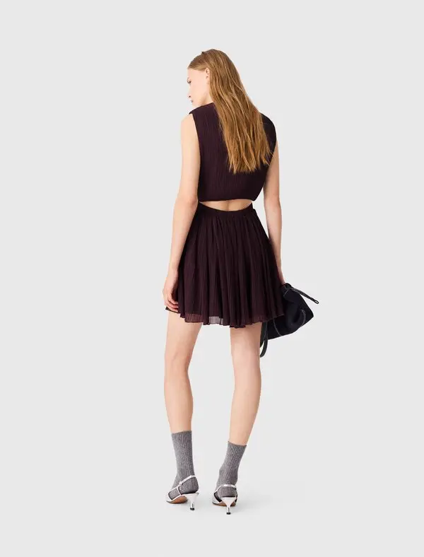 Maje Short Pleated Skater Dress