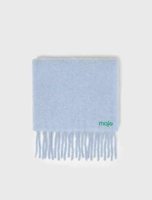 Maje Wool And Alpaca Blend Scarf - Blue Sky