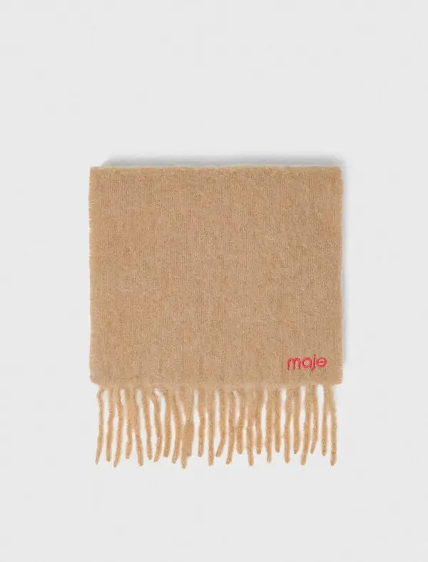 Maje Wool And Alpaca Blend Scarf - Camel