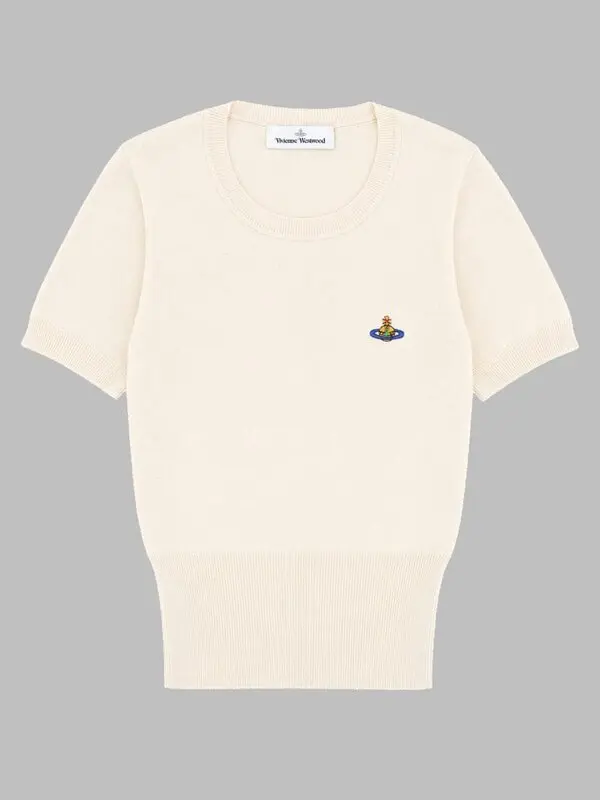 VIVIENNE WESTWOOD Short Sleeve Cashmere-blend Pullover - White