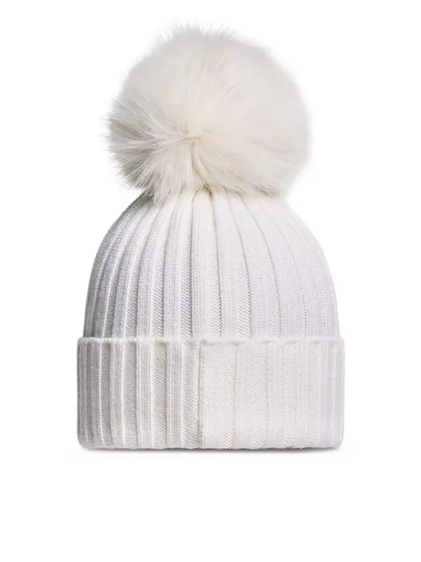 Moncler Wool Beanie With Pom Pom - White