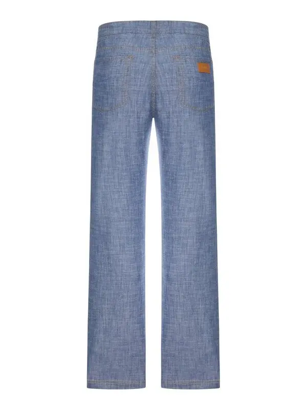 Fendi Blue Chambray Denim Trousers - Multicolor