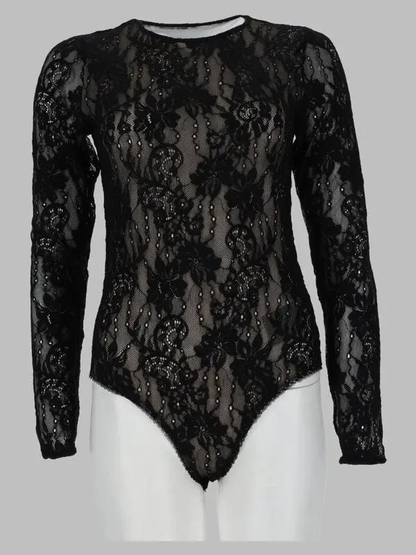 Zimmermann Lace Long Sleeve Bodysuit - Black