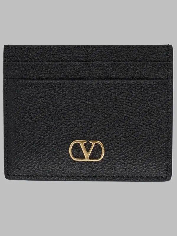 Valentino Garavani Portacarte Vlogo Signature In Pelle - Black