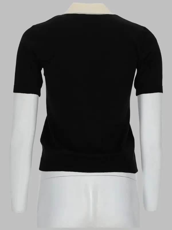 Valentino Garavani Wool Bow Detailed Short Sleeve Knit Pullover - Black