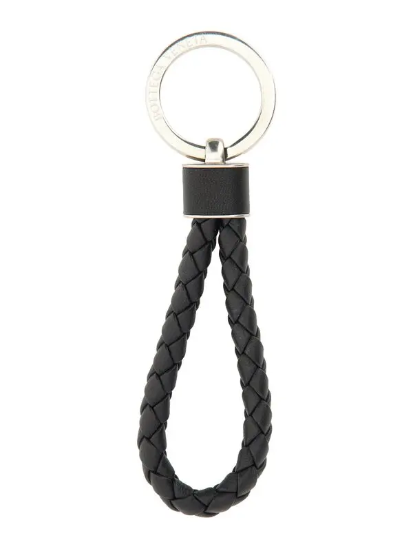 Bottega Veneta Woven Leather Keychain - Black