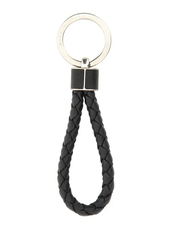 Bottega Veneta Woven Leather Keychain - Black