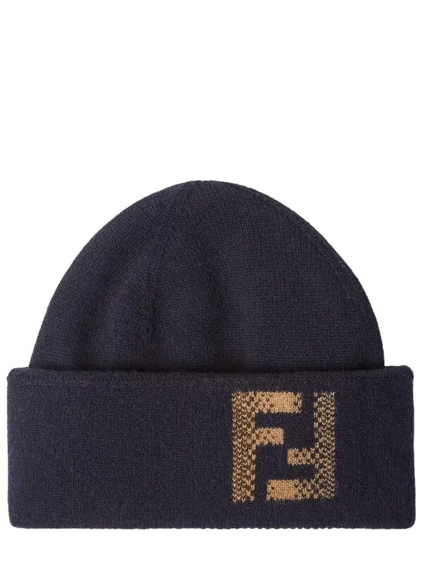 Fendi Beanie With Logo - Blue
