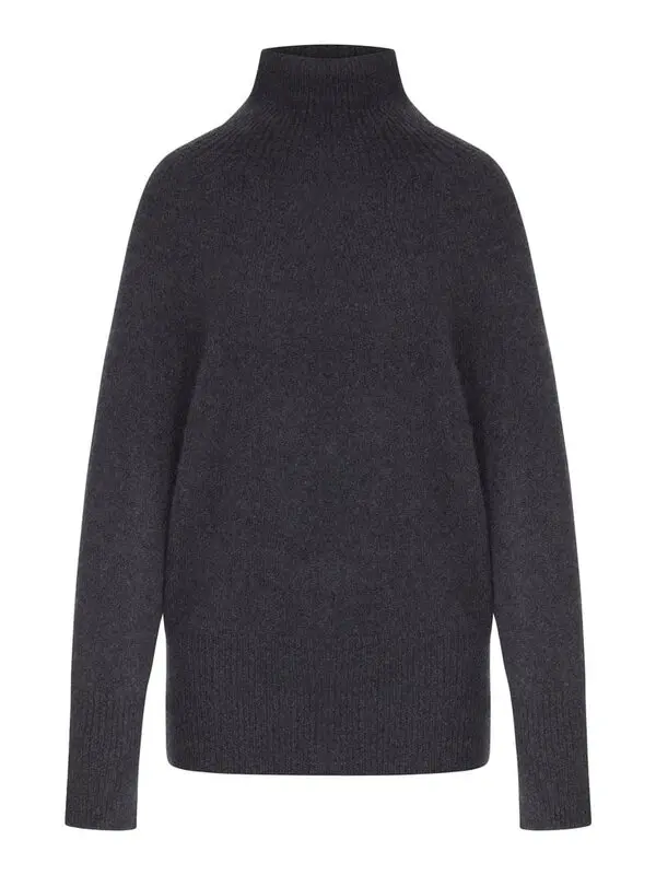 Giorgio Armani High Neck Sweater In Shaved Cashmere - Multicolor