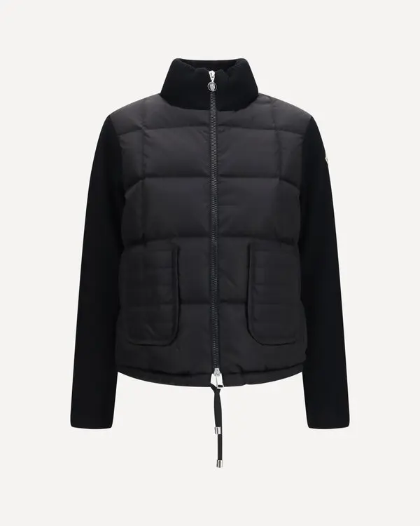 Moncler Quited Woo Padded Cardigan With Zip Femae - Black