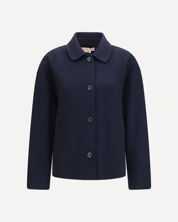 Marni Wool Jacket With Logo Embroidery - Blue