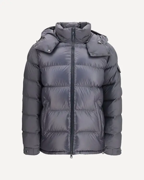 Moncler Maya Short Padded Hooded Jacket - Grey