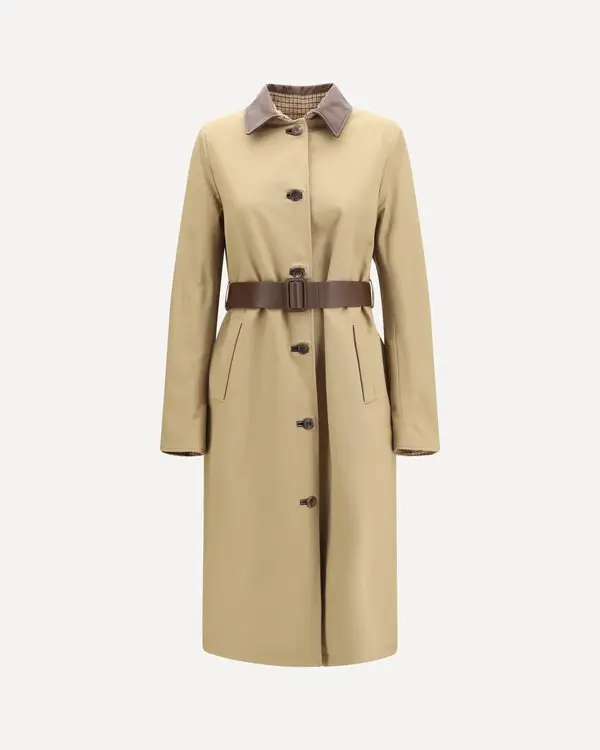 Jacob Cohen Reversible Cotton Gabardine And Cashmere Pied-de-poule Trench Coat - Brown
