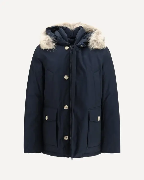 Woolrich Arctic Ramar Coth Parka With Removabe Fur Mae - Blue