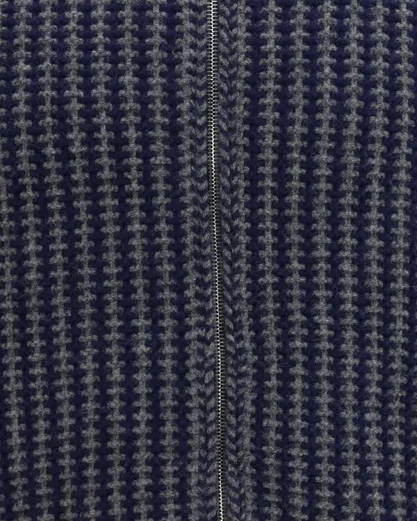 Versace Intarsia Wool Knit Zip Cardigan