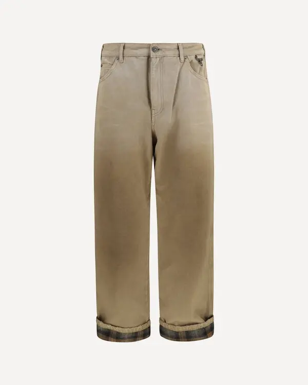 GOLDEN GOOSE Cotton Pants With Check Detail