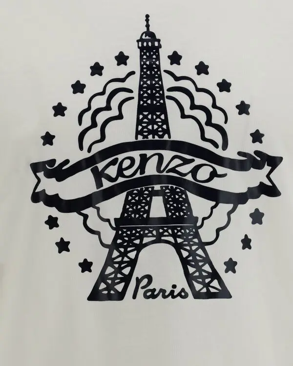 Kenzo Eiffel Tower Design Cotton T-shirt - White