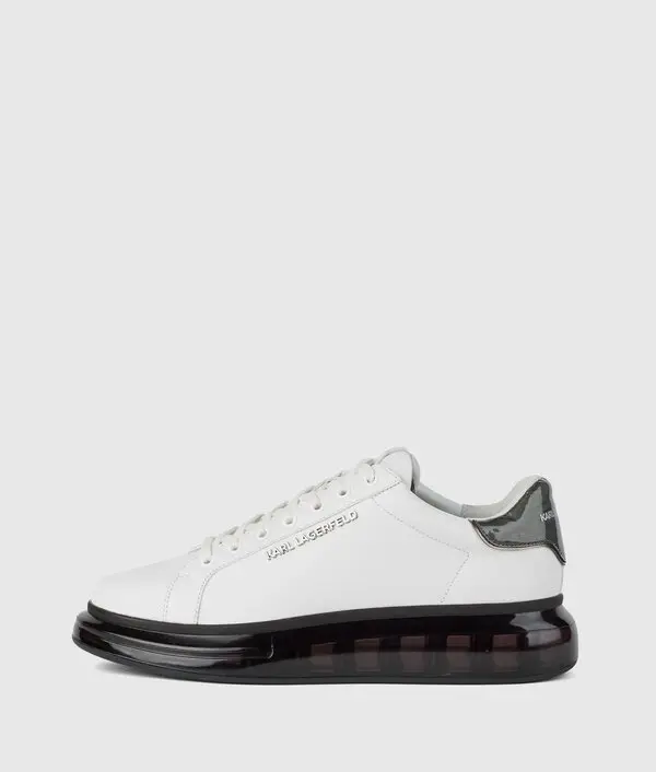 Karl Lagerfeld Kapri Kushion Lace Leather Sneakers - White/black