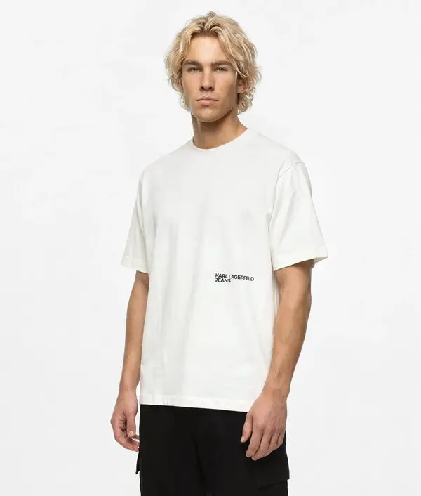 KL JEANS Relaxed Seam-detail T-shirt - Egret