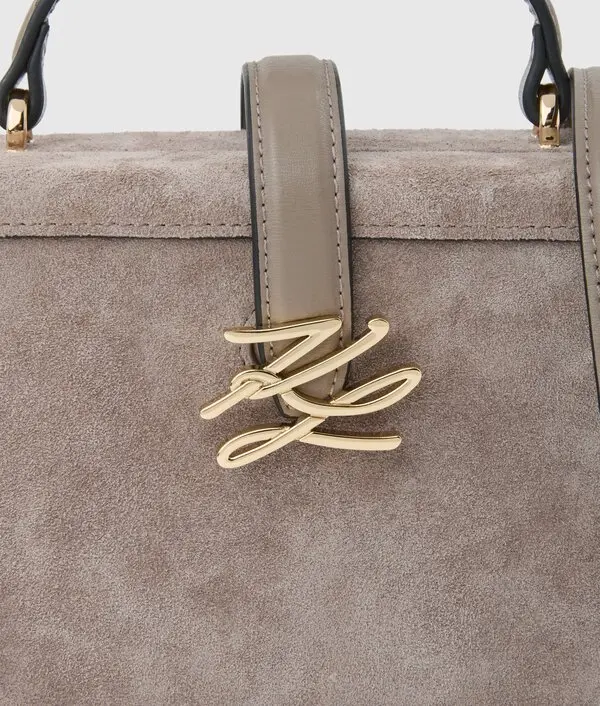 Karl Lagerfeld Suede Trunk Bag - Ash Grey