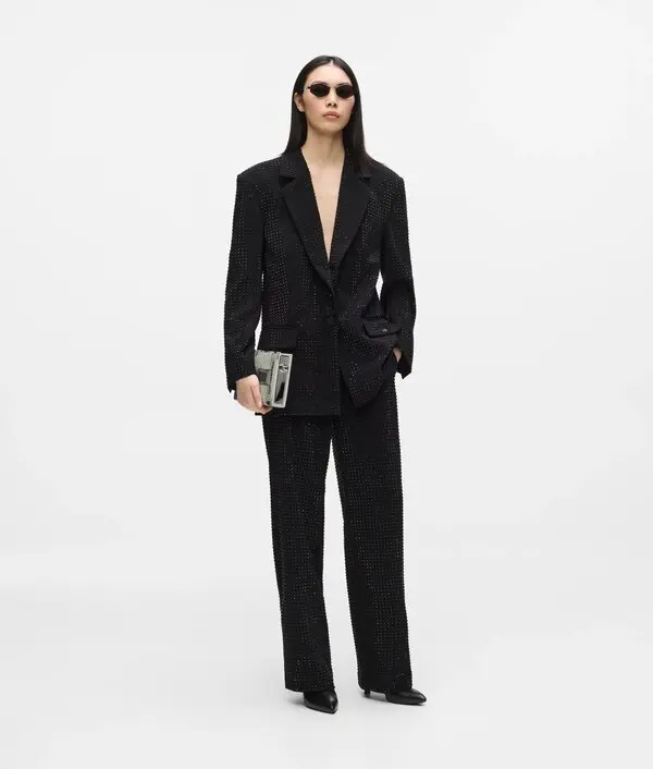Karl Lagerfeld Tailored Rhinestone Pants - Black