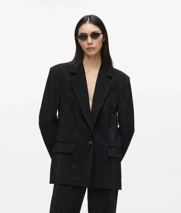 Karl Lagerfeld Rhinestone Tailored Blazer - Black