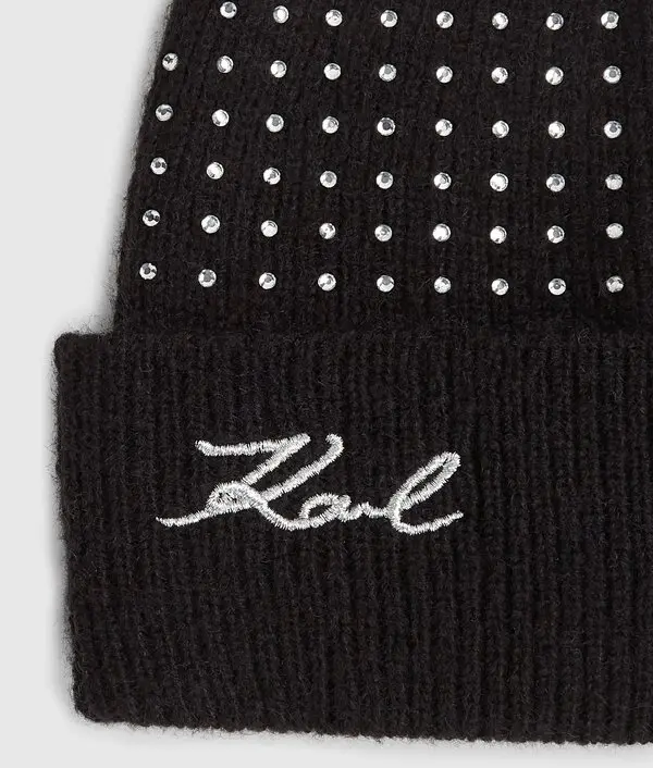 Karl Lagerfeld K/signature Rhinestone Beanie