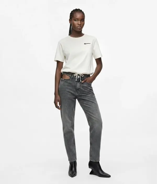 KL JEANS Cut-out Mom Jeans - Washed Dark