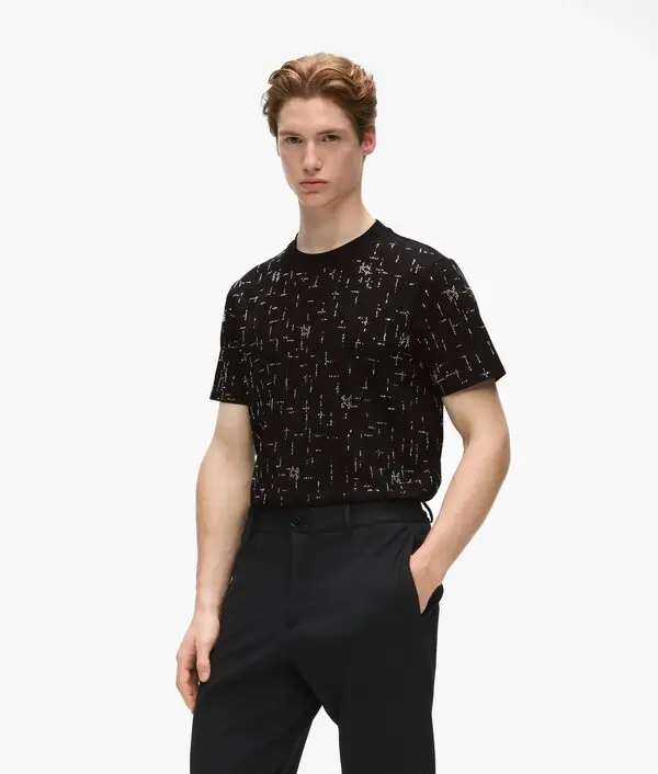 Karl Lagerfeld Monogram Rhinestone T-shirt - Black