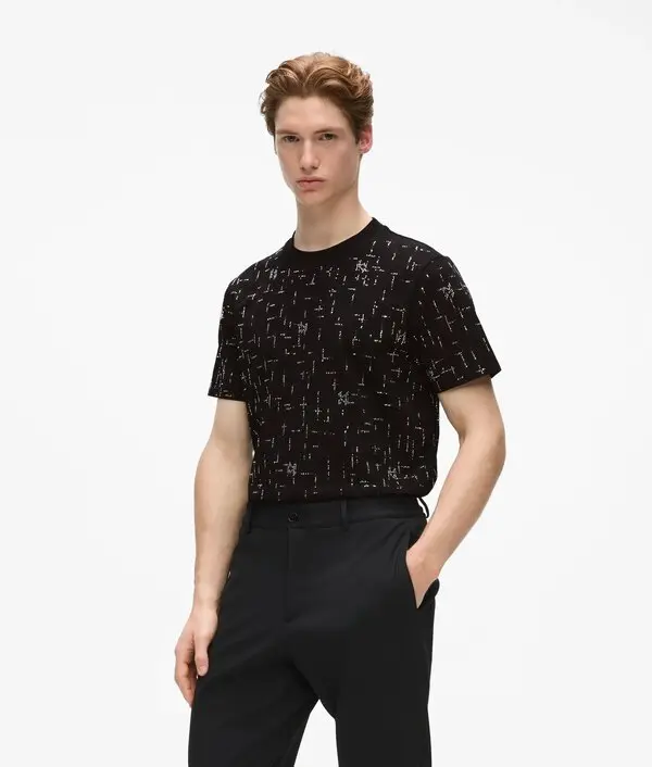Karl Lagerfeld Monogram Rhinestone T-shirt - Black