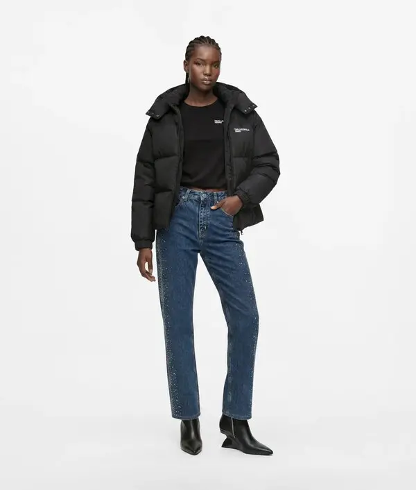Karl Lagerfeld Logo Puffer Jacket - Black