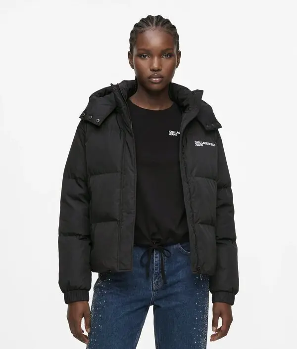 Karl Lagerfeld Logo Puffer Jacket - Black