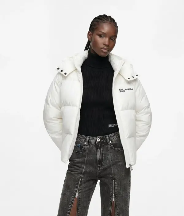 KL JEANS Logo Puffer Jacket - Egret