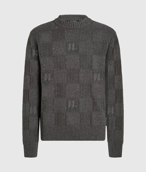 Karl Lagerfeld Monogram Checked Knitted Sweater