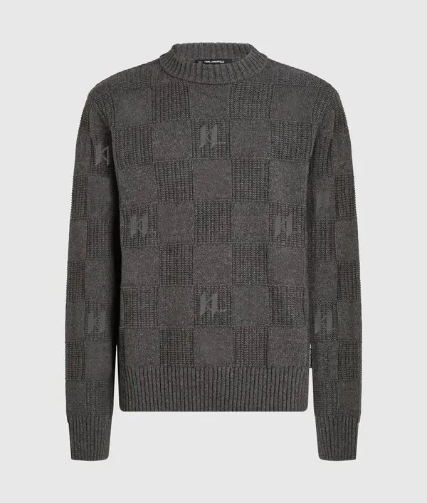 Karl Lagerfeld Monogram Checked Knitted Sweater - Shadow
