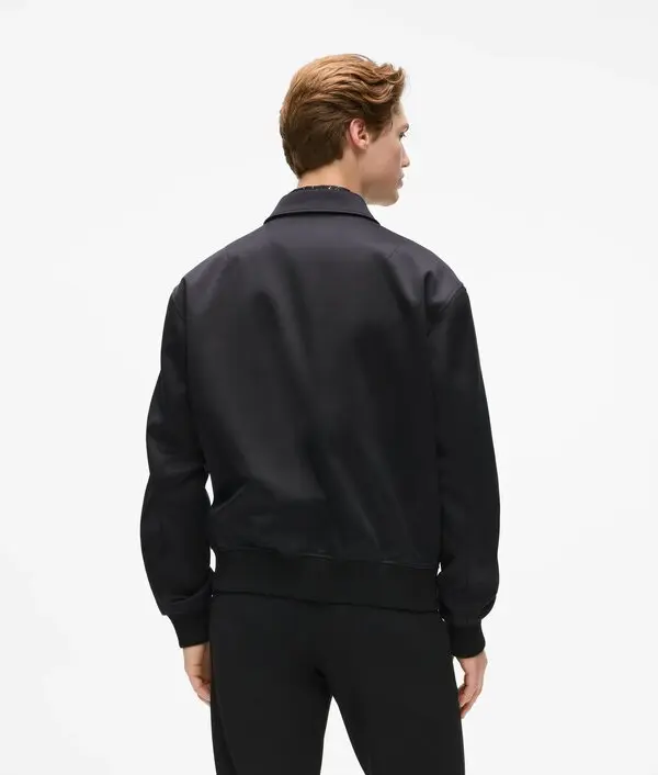 Karl Lagerfeld Monogram Satin Bomber Jacket