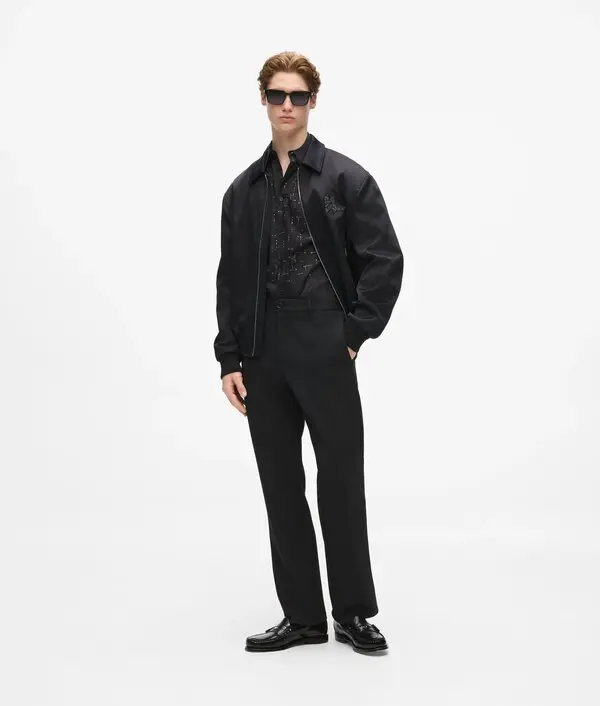 Karl Lagerfeld Monogram Satin Bomber Jacket