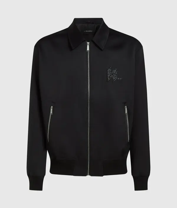 Karl Lagerfeld Monogram Satin Bomber Jacket
