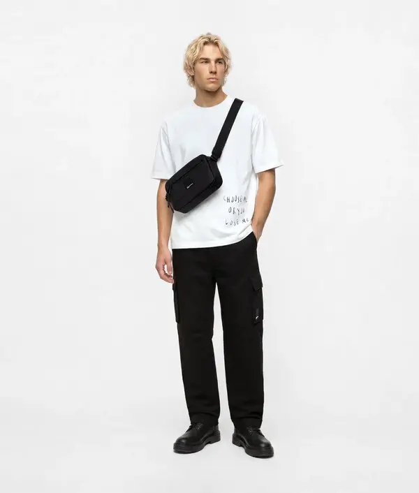 KL JEANS Coated Technical-leather Crossbody Bag - Black