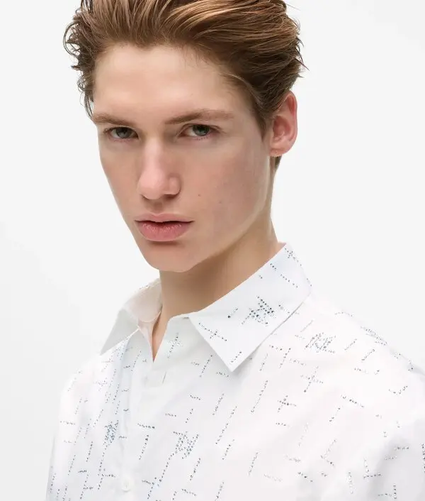 Karl Lagerfeld Monogram Rhinestone Shirt - White