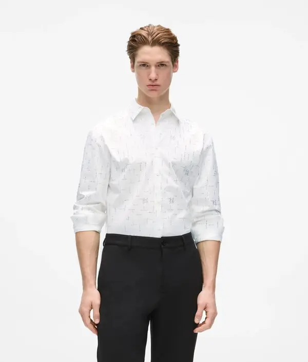 Karl Lagerfeld Monogram Rhinestone Shirt - White