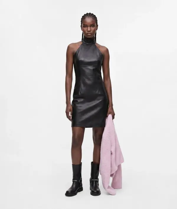 KL JEANS Faux-leather Halter Dress