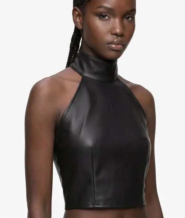 KL JEANS Jeans Faux-leather Halterneck Top